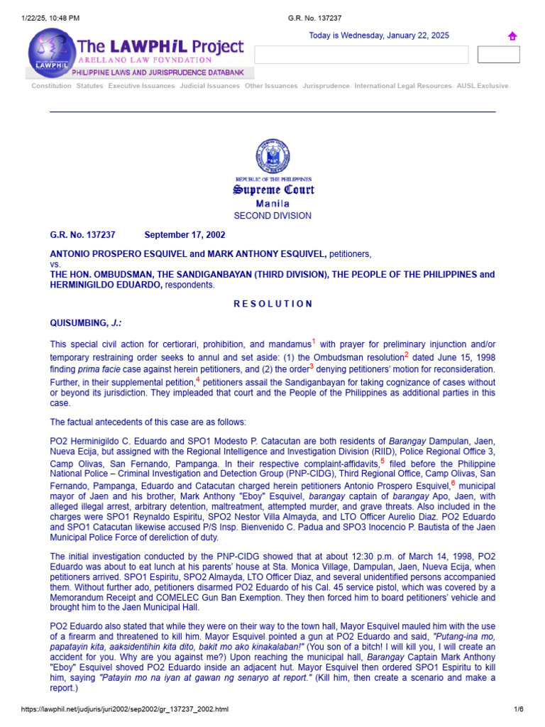 21) G.R. No. 137237 | PDF | Mandamus | Legal Procedure