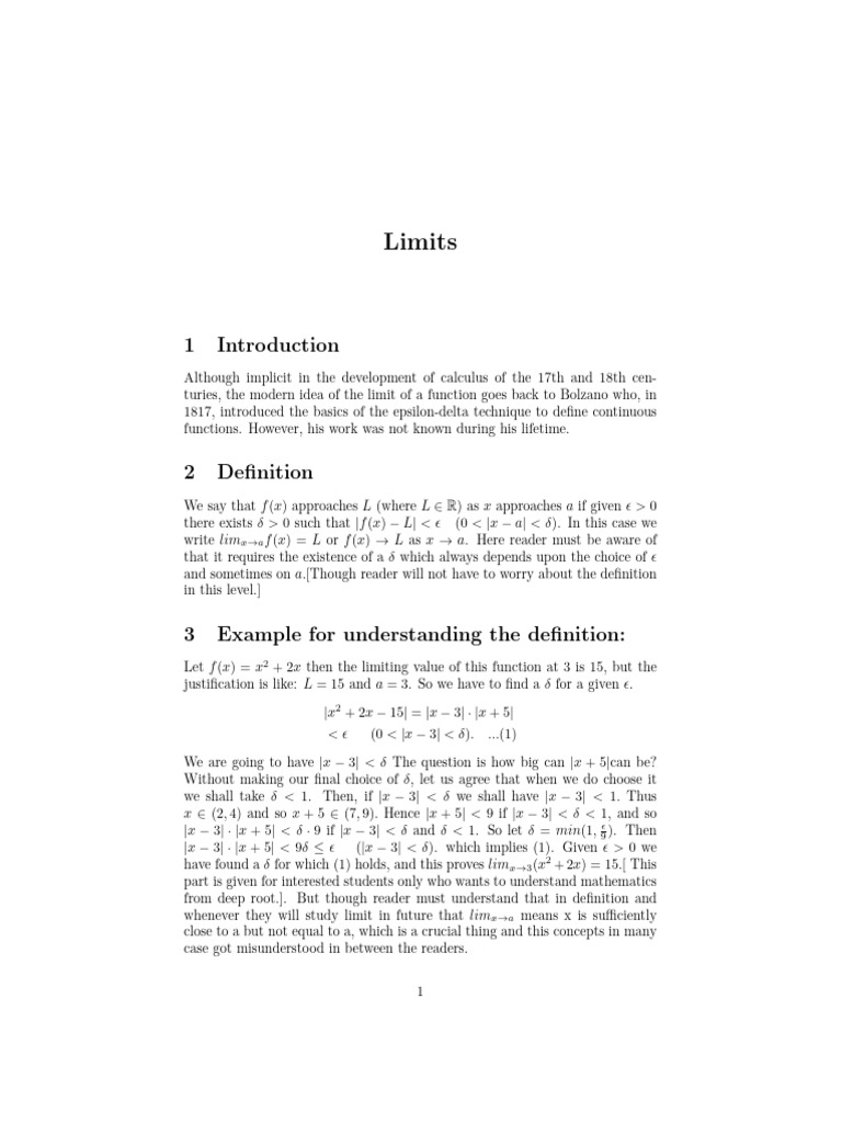 short notes limits | PDF | Mathematics | Mathematical Analysis