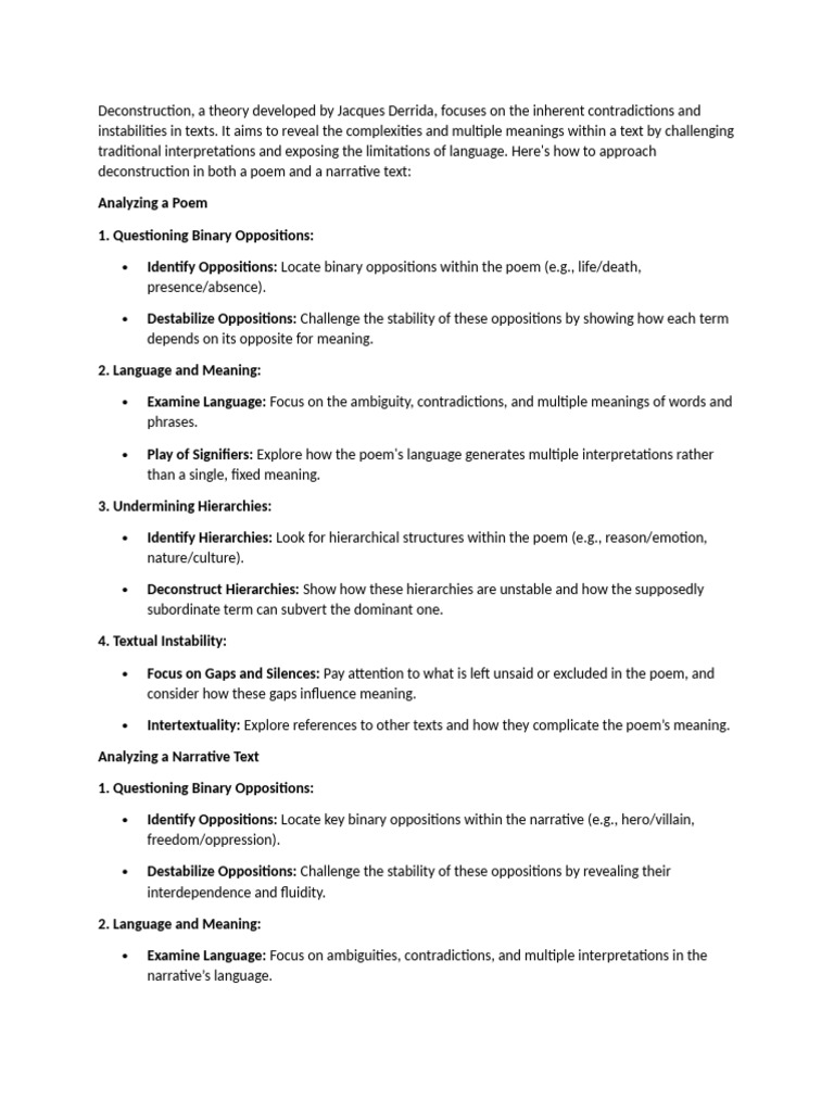 Deconstruction Theory Analysis | PDF | Deconstruction