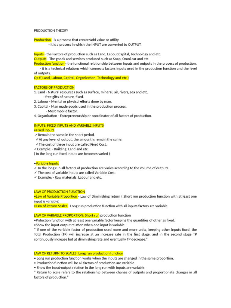 Understanding Production Theory Basics | PDF | Production Function ...