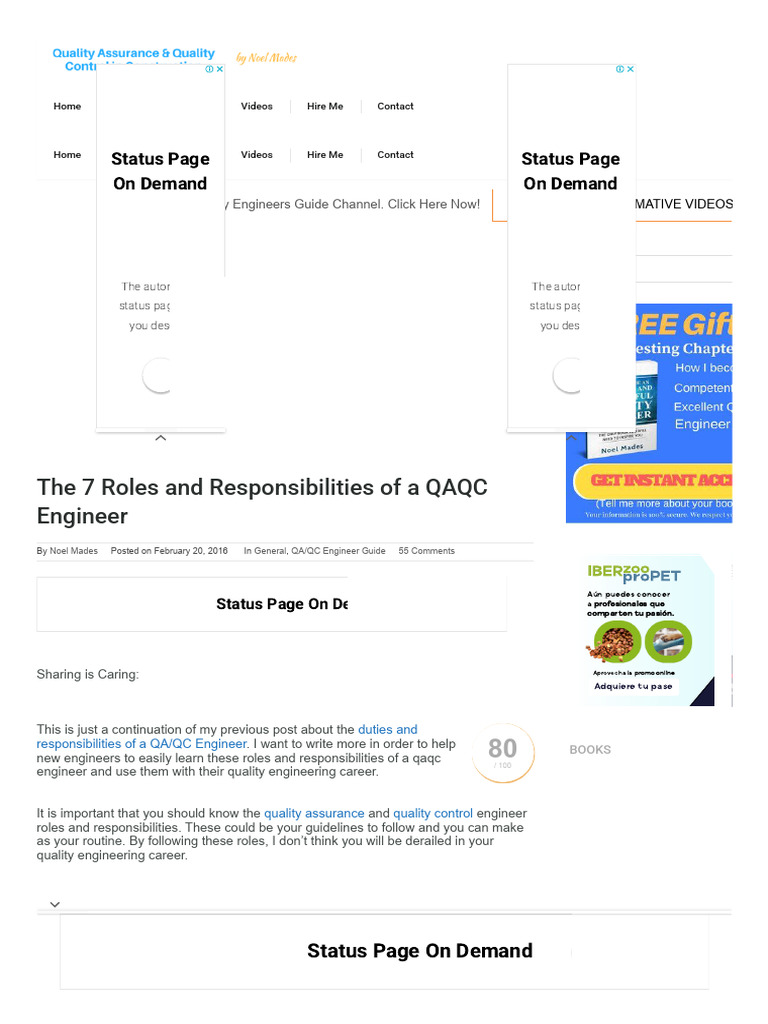 The 7 Roles and Responsibilities of A QAQC Engineer | PDF | Quality