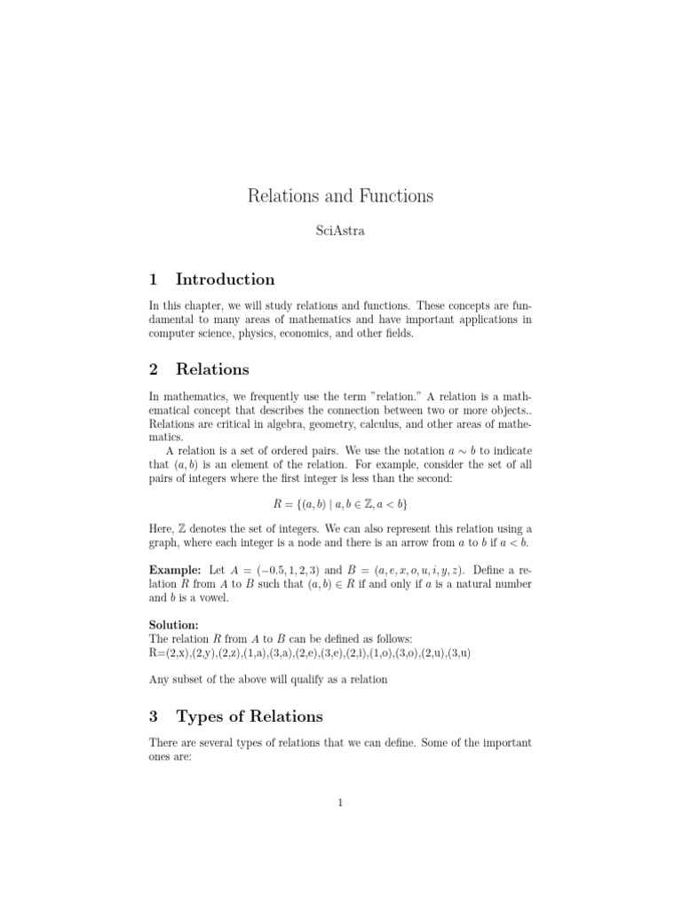 Relation N Function Notes | PDF | Function (Mathematics) | Mathematics