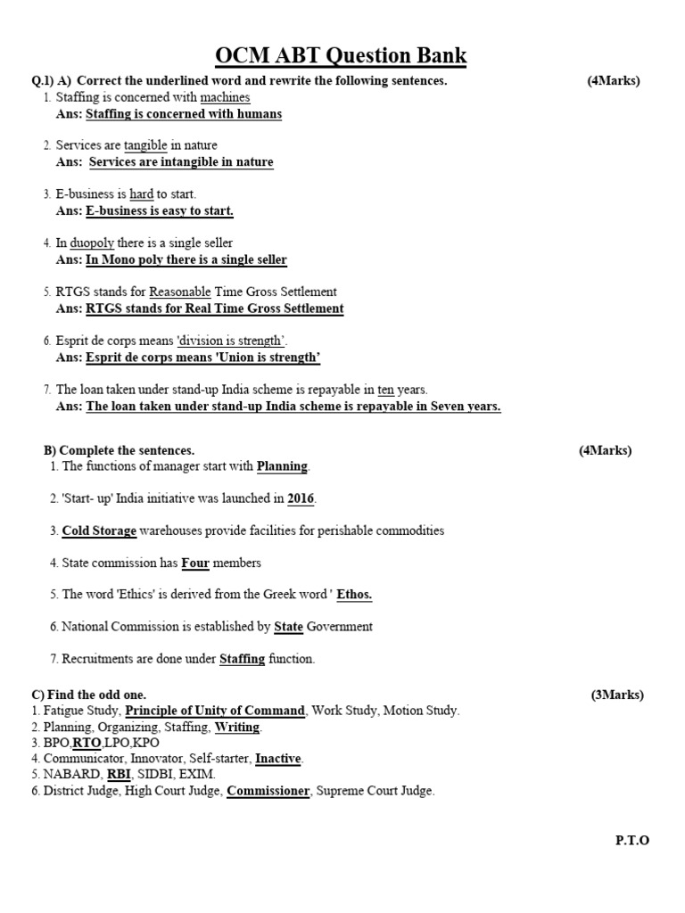 12 OCM ABT Question Paper-1 | PDF | Business | Economies