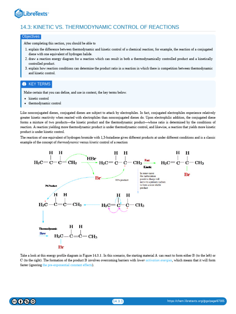 Kinetic vs. Thermodynamic Control of Reactions | PDF | Alkene ...