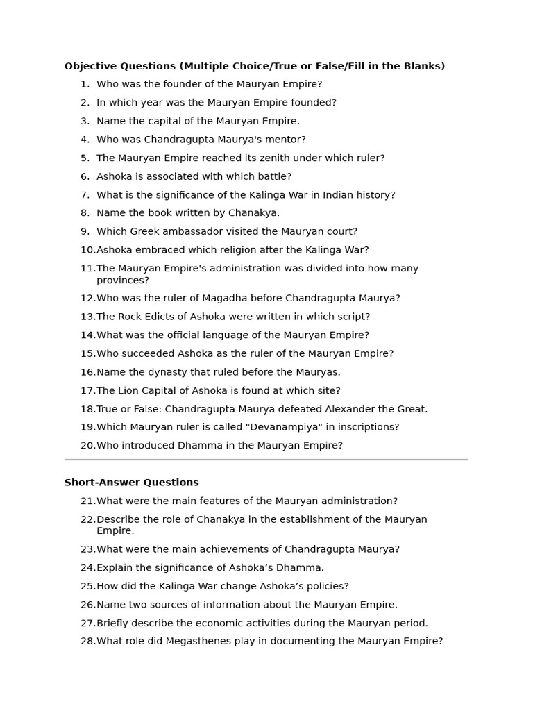 Administrative Structure of the Mauryan Empire | PDF | Ashoka | Ancient ...