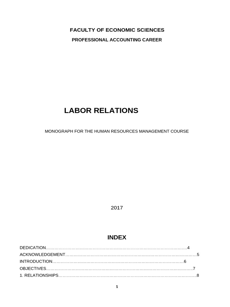 Monograph On Labor Relations ... | PDF | Employment | Capital (Economics)