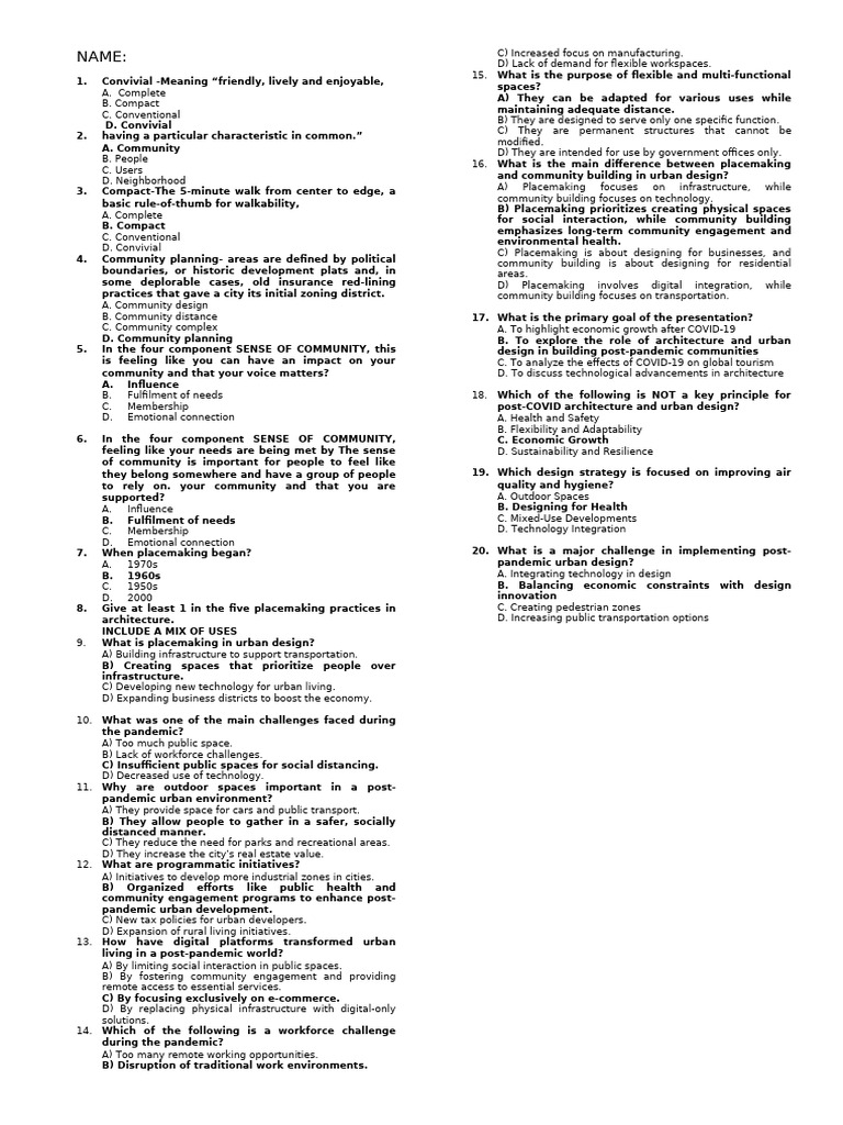 4A_GROUP-3-QUESTIONNAIRE | PDF | Urban Design | Infrastructure