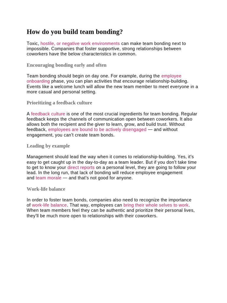 Effective Team Bonding Strategies | PDF