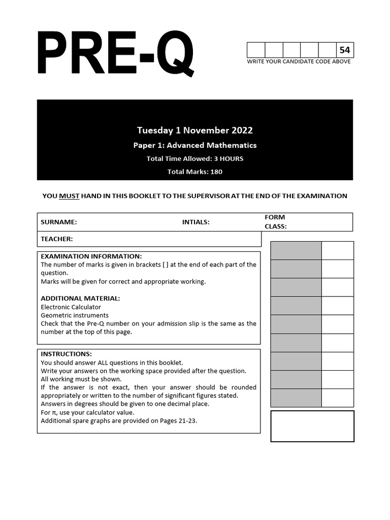 Advanced Mathematics Exam Paper 2022 | PDF | Mathematical Physics ...