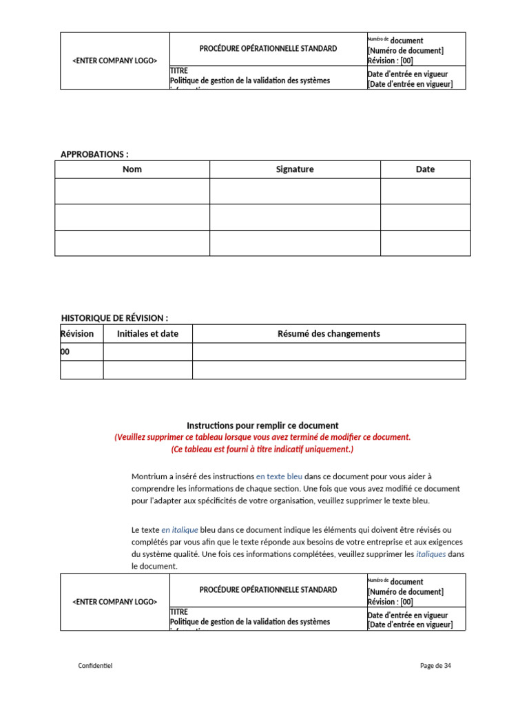 Politique de gestion de la validation des systèmes informatiques - Exemple | PDF | Progiciel de ...