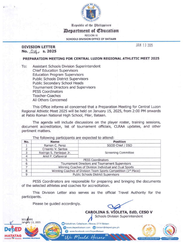 Division Letter No. 14 S. 2025 | PDF