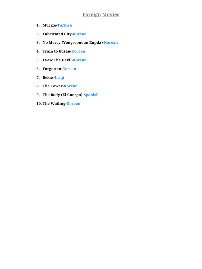 Foreign Movies | PDF