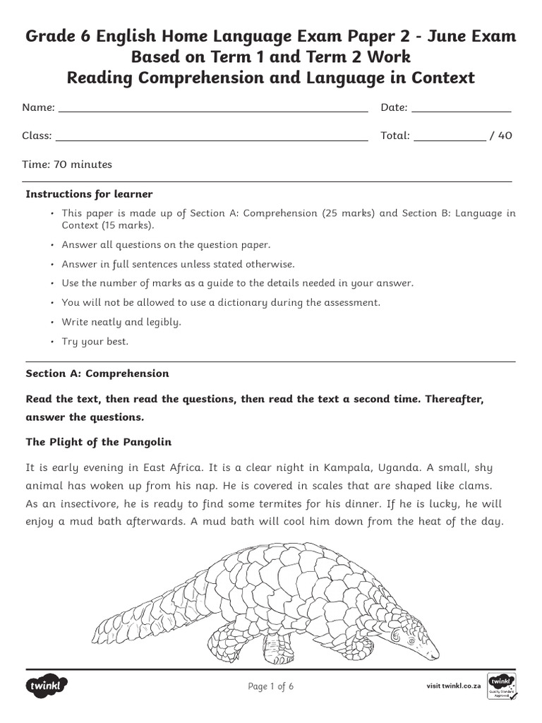 za-hl-1684915094-grade-6-english-hl-exam-paper-2-june-assessment_ver_3 | PDF | Predation ...