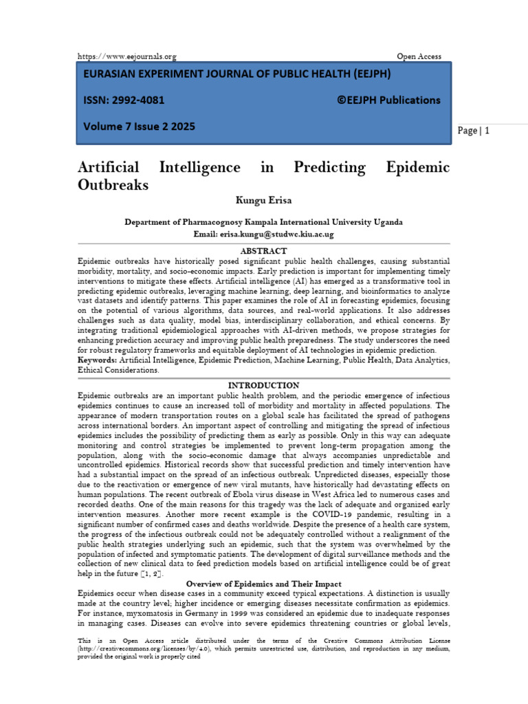 Artificial Intelligence in Predicting Epidemic Outbreaks (WWW - Kiu.ac ...