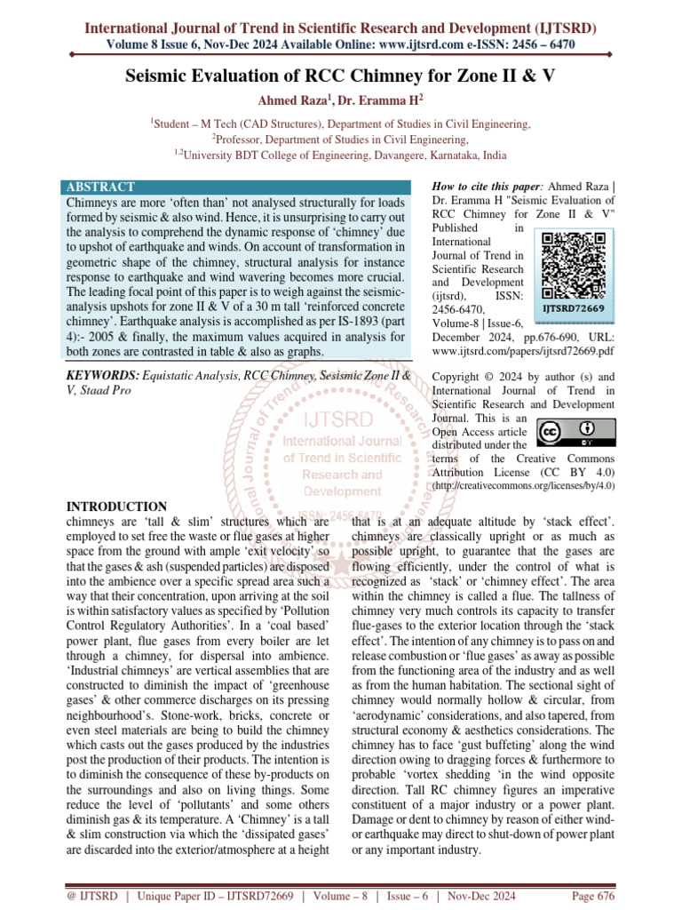 Seismic Evaluation of RCC Chimney For Zone II and V | PDF | Chimney