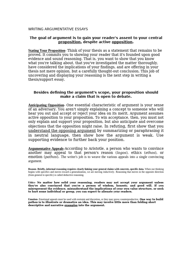 Writing Argumentative Essays-1 | PDF | Reason | Argument