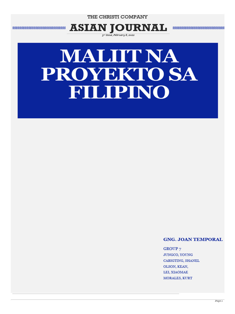 Filipino Mini Project | PDF