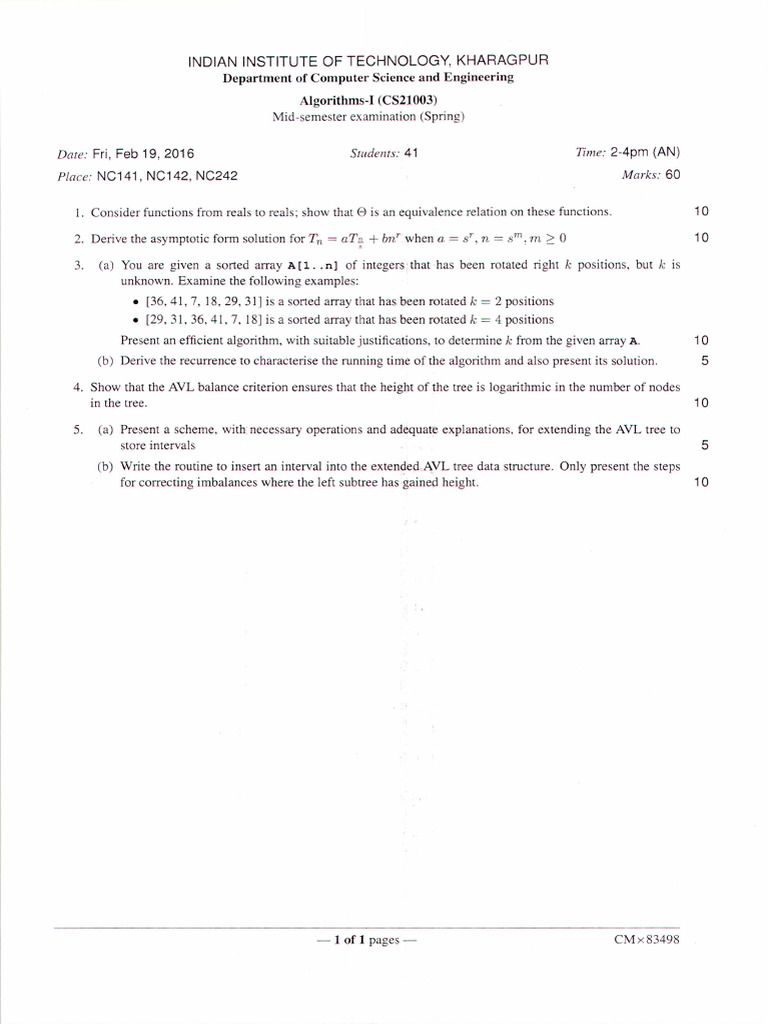 CS21003 Algorithms-I MS 2016 | PDF | Theoretical Computer Science ...
