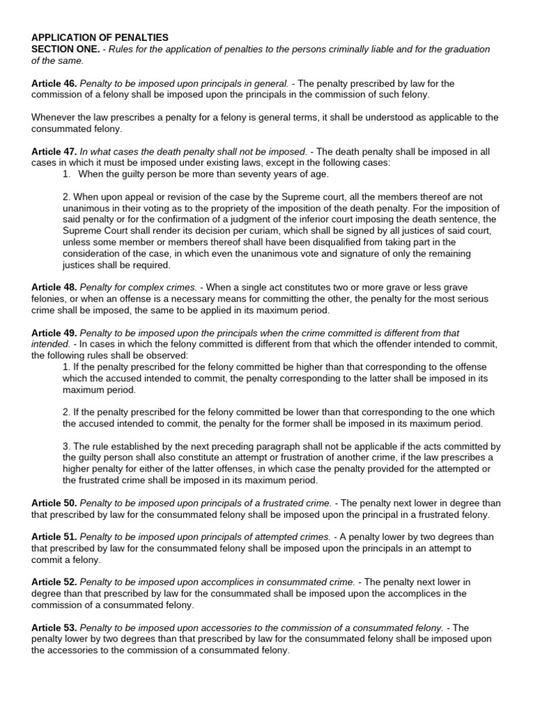 APPLICATION OF PENALTIES | PDF | Aiding And Abetting | Felony