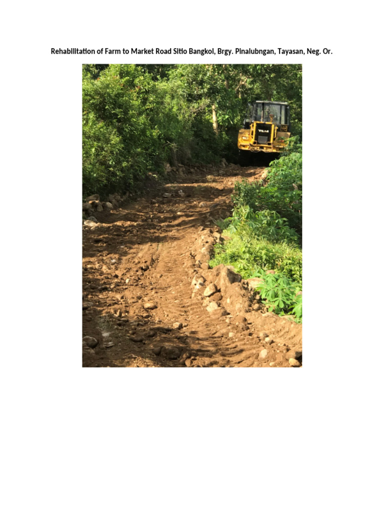 Rehabilitation of Farm To Market Road Sitio Bangkol | PDF