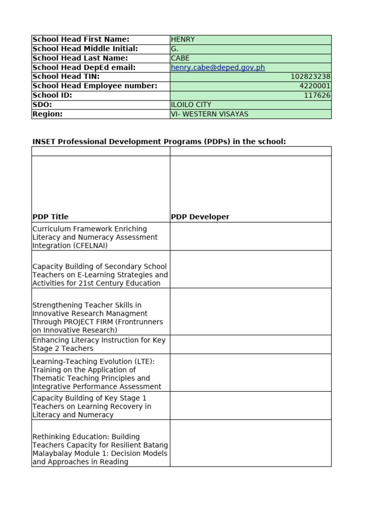 INSET Professional Development Programs | PDF | Schools | Teachers