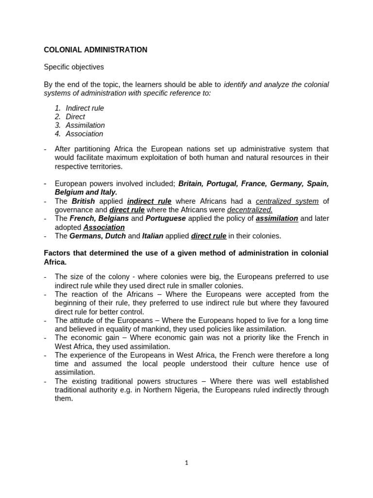 Colonial Systems of Administration | PDF | Rhodesia