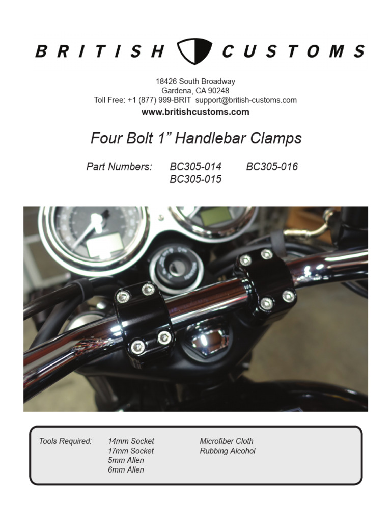 BC305-015 Four Bolt Handlebar Clamps | PDF | Screw | Nut (Hardware)