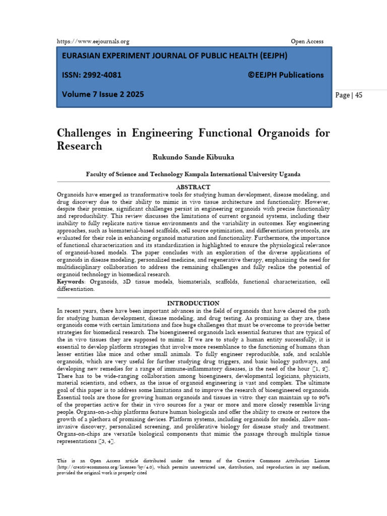 Challenges in Engineering Functional Organoids For Research (WWW - Kiu ...