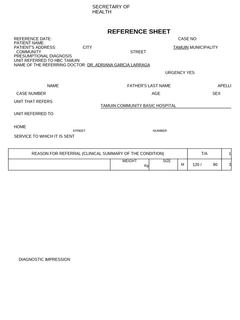 Reference Sheet Format SLP | PDF | Medical Diagnosis | Public Services