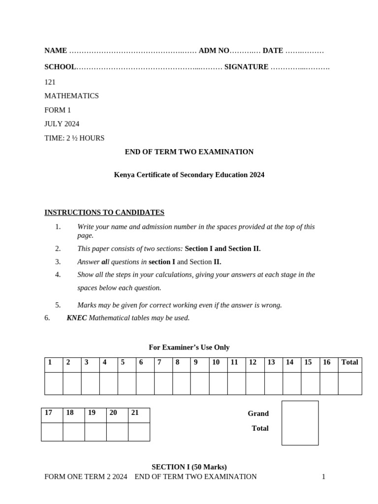 Mathematics f1t2 2024 Qs | PDF | Area