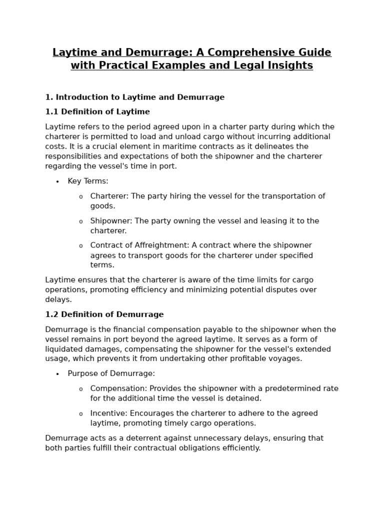 Laytime & Demurrage Guide: Legal Insights | PDF | Shipping