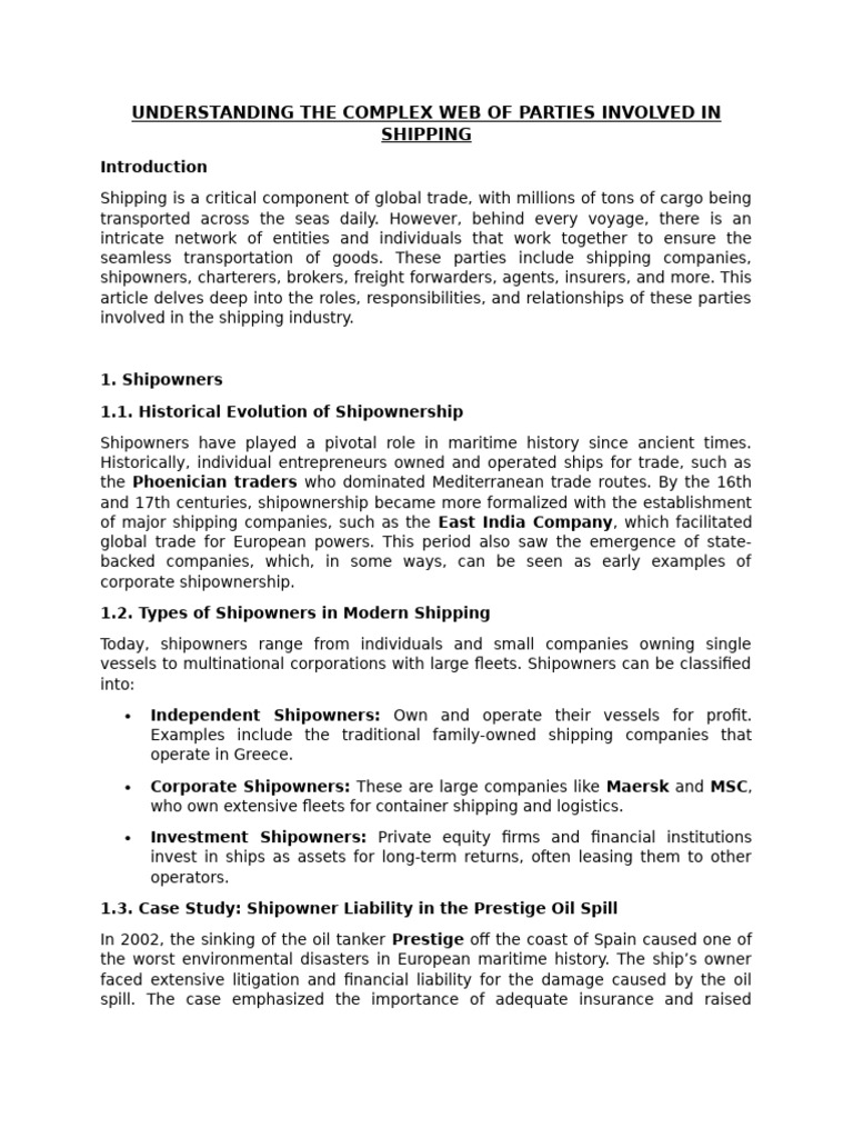 T2- Parties in Shipping | PDF | Maritime Pilot | Cargo