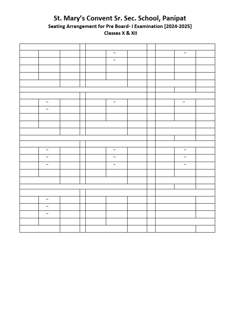 Seating Plan Pre Board - I (X & XII 24-25) | PDF