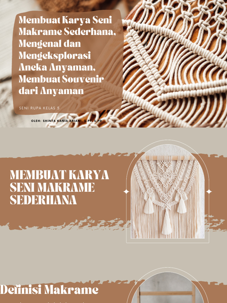 Membuat Karya Seni Makrame Sederhana, Mengenal Dan Mengeksplorasi Aneka Anyaman, Membuat ...