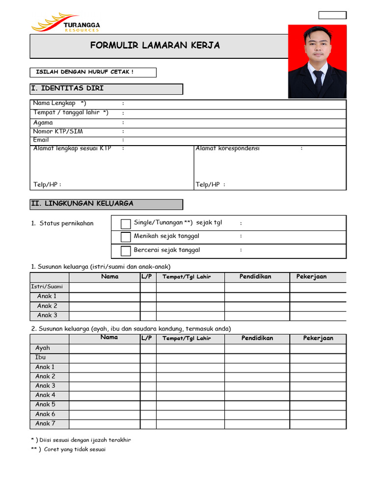 Formulir Lamaran Kerja FLK 1 | PDF