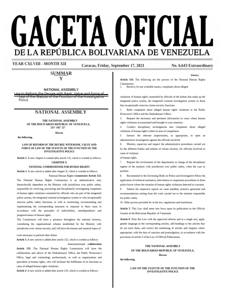 Law Reforming The Decree With The Rank, Value, and Force of Law of The ...