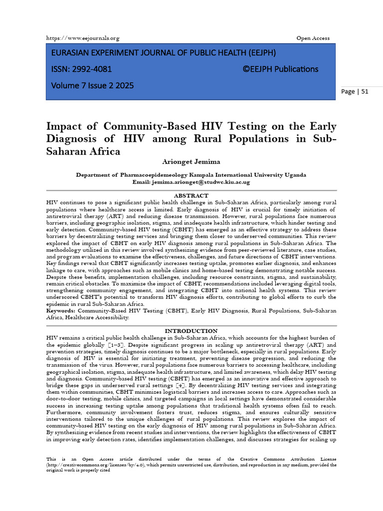 Community-Based HIV Testing in Rural Africa | PDF | Capacity Building ...