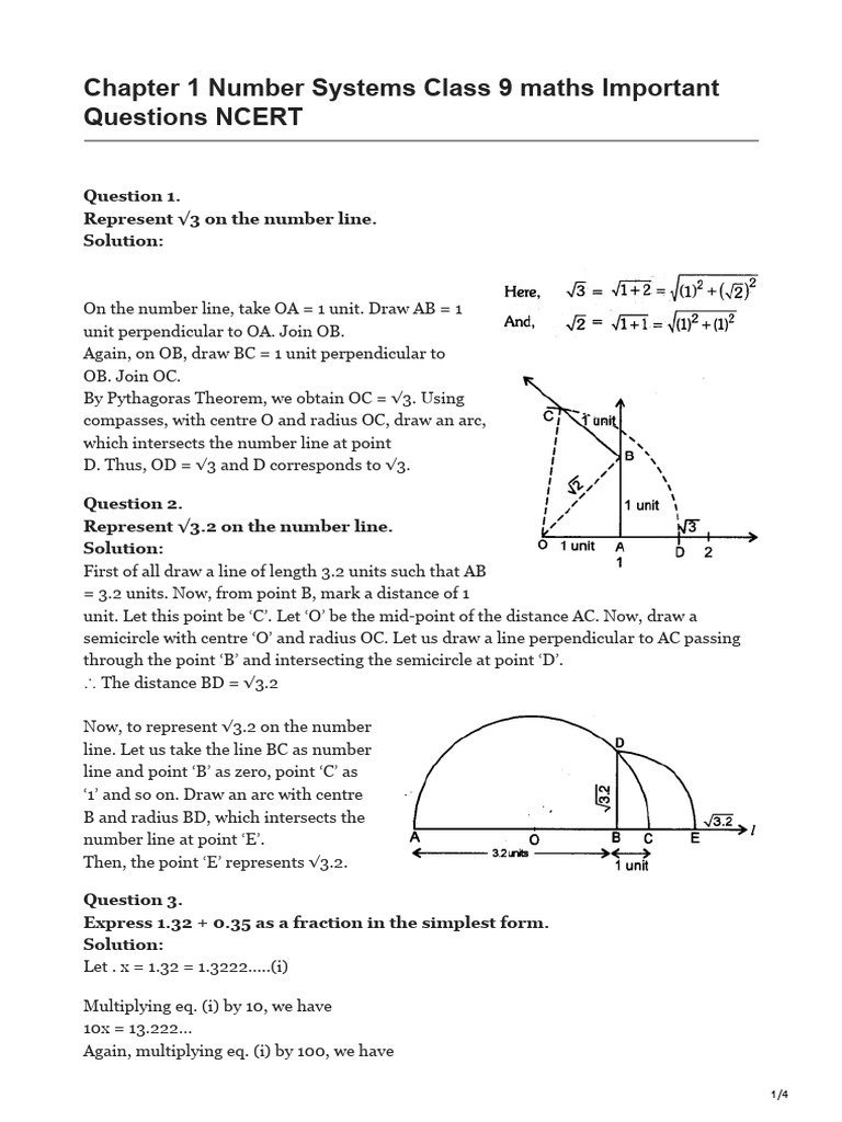Class 9 Maths: Number System Questions | PDF | Classical Geometry ...