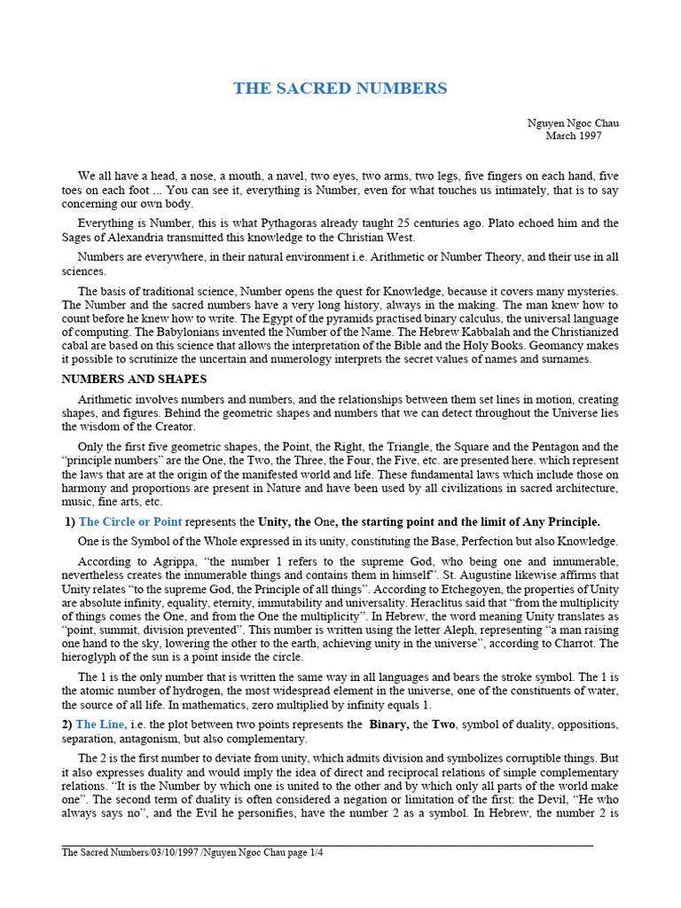 The Sacred Numbers | PDF | Ratio