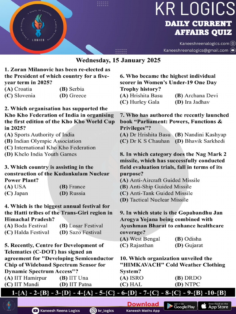 15 Jan 25 Curr.aff.E Kaneesh Maths DS | PDF