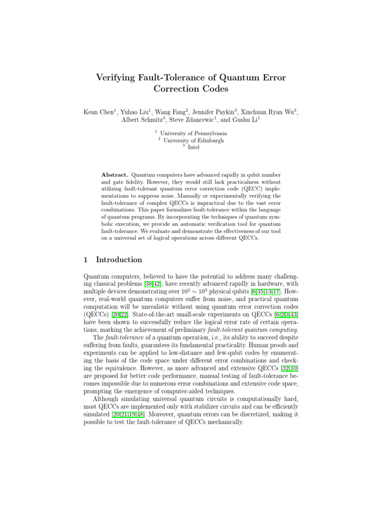 Quantum Error Correction Verification | PDF | Theoretical Computer ...