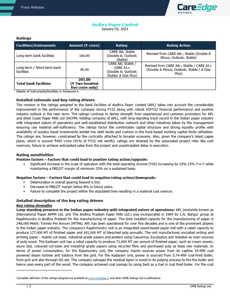 03012023071749_Andhra_Paper_Limited | PDF | Paper | Pulp (Paper)