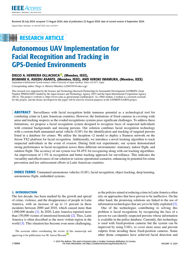 Autonomous UAV Implementation For Facial Recognition and Tracking in GPS-Denied Environments ...