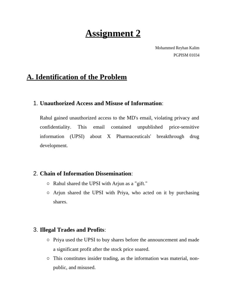 Assignment 2 (SMR) | PDF | Insider Trading | Crimes