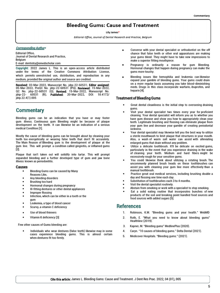 Bleeding Gums Cause and Treatment | PDF | Toothbrush | Dentistry