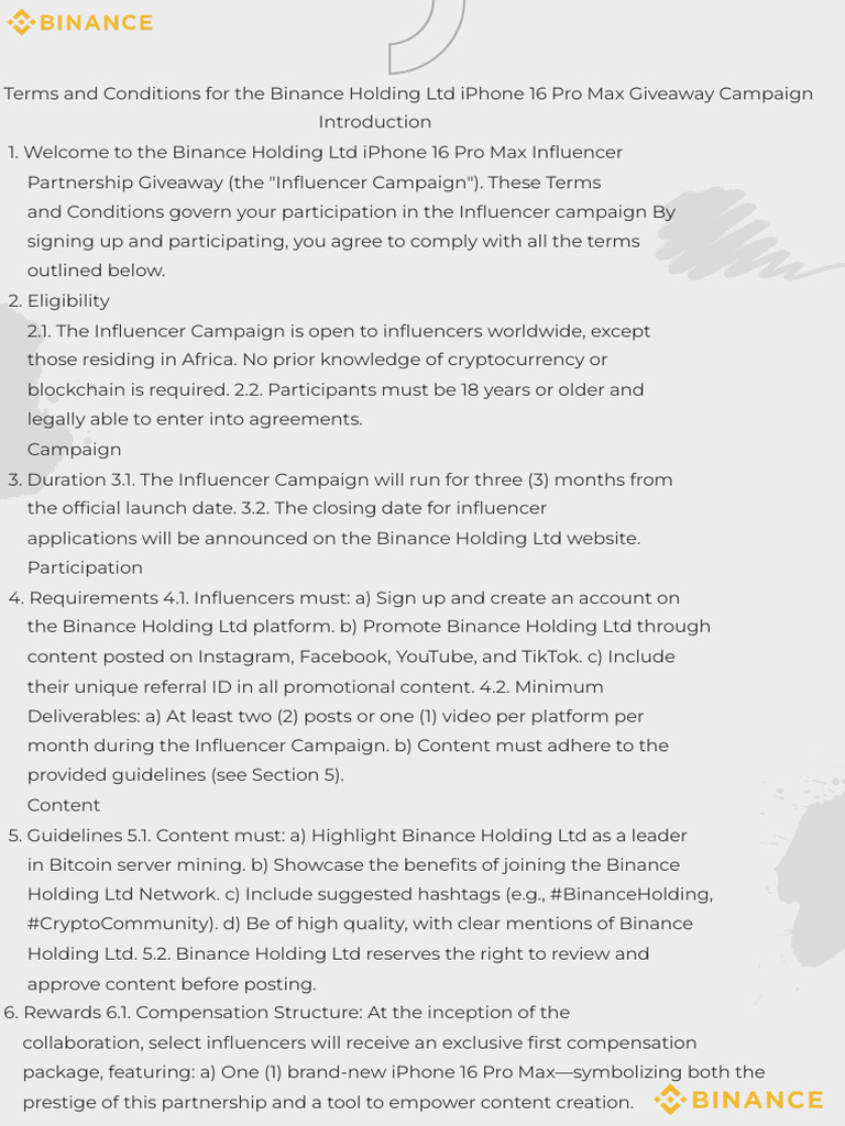 Binance iPhone Giveaway Terms & Conditions | PDF | Business