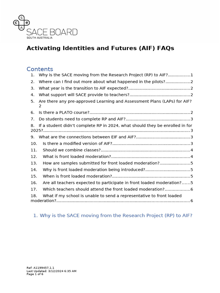 Stage 2 - Activating Identities and Futures FAQs | PDF | Teachers ...