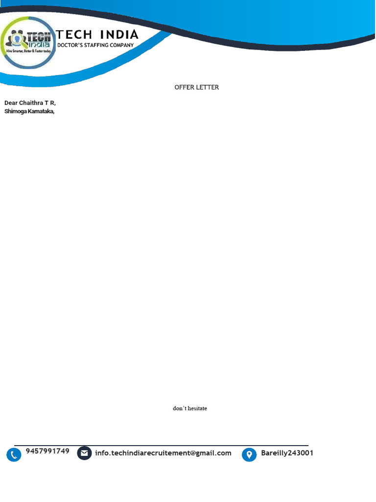 BDE OFFER LETTER Chaithra | PDF | Salary | Social Psychology