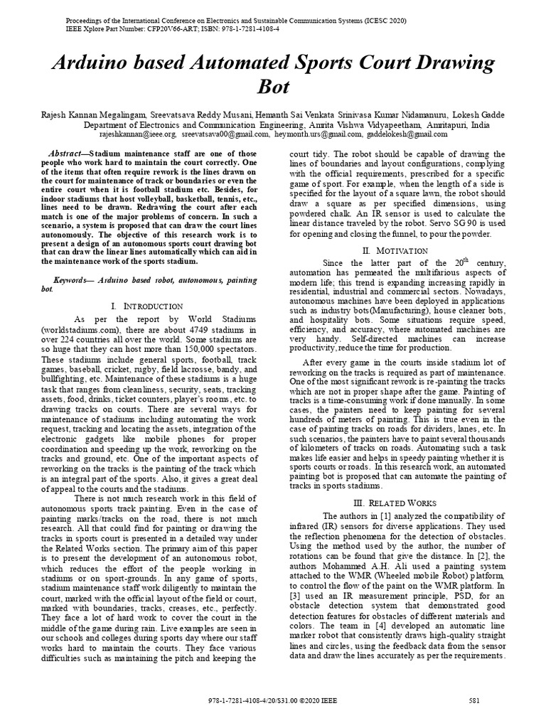 Arduino Based Automated Sports Court Drawing Bot | PDF | Arduino ...