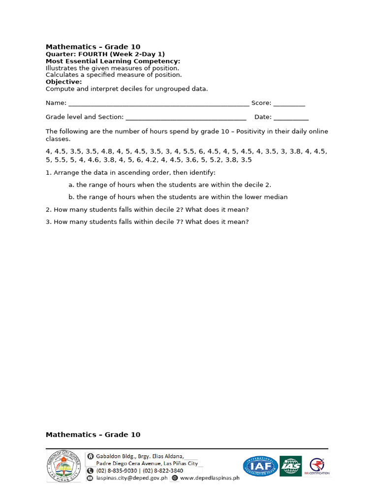 MATH-10-WORKSHEET-QTR-4-Week-2 | PDF | Mathematics